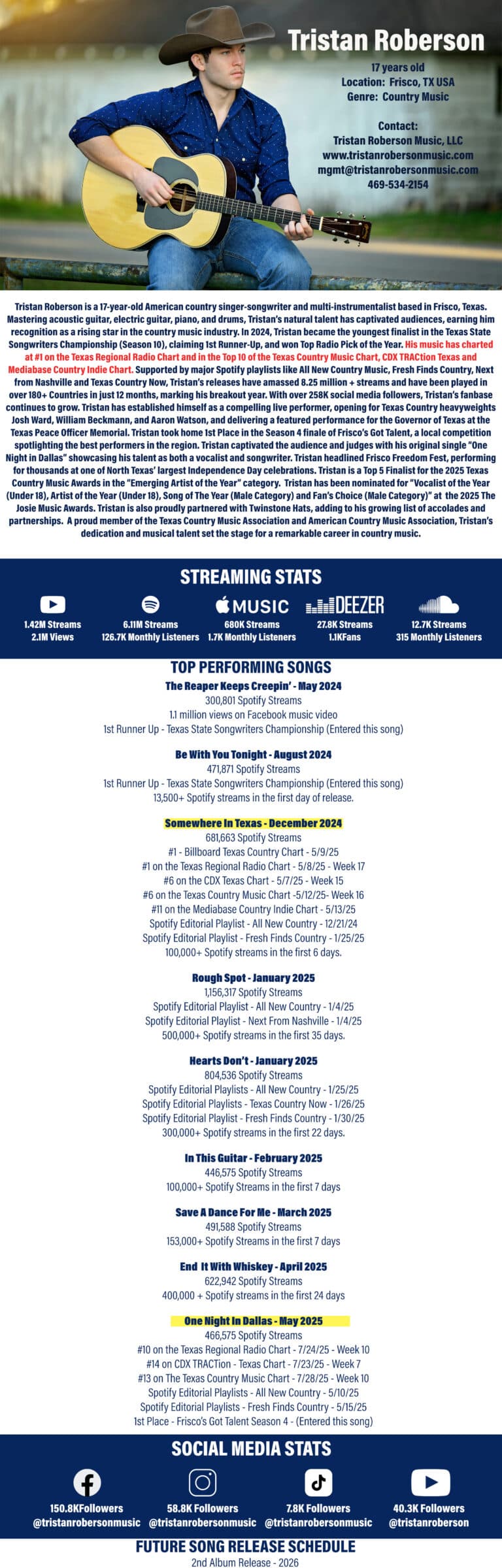 One Sheet - Tristan Roberson Music